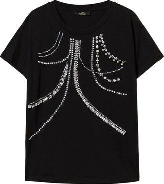 Twin-Set T-Shirt mit Kristallen - Schwarz