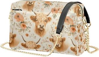 Mnsruu Sacs à bandoulière pour femme, sac à main en cuir à motif floral de bétail