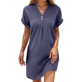 Generic Robe d&eacute;t&eacute; pour femme T-shirt d&eacute;contract&eacute; avec col en V pour un usage quotidien. L&eacute;g&egrave;rement confortable. Pour les activit&eacute;s estivales et les excursions