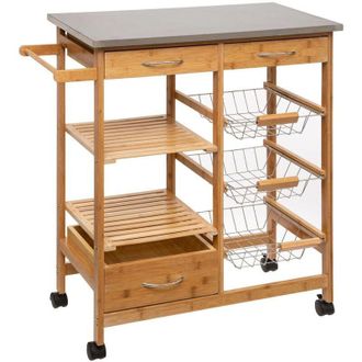 5five Simply Smart 5five Simply Smart - K&uuml;chenwagen mit Rollen, Servierwagen aus Bambus, 37 x 76 x 86 cm