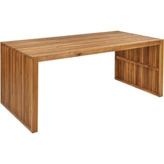 Beliani Gartentisch Hellbraun Akazienholz Rechteckig 180x90 cm f&uuml;r 6 Personen Rustikal Modern Outdoor Terrasse Garten Ausstattung Holztisch