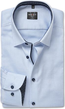 Marvelis Herren Businesshemd Langarm 750384,Einfarbig,Body-fit,New York Kent,bleu 11,41