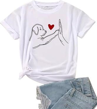 Keephen Golden Retriever T-Shirt &Eacute;t&eacute; Dr&ocirc;le Chien Tape men Cinq Impression 3D Femmes Manches Courtes Col Rond Tee Shirt Casual Pullover Tops