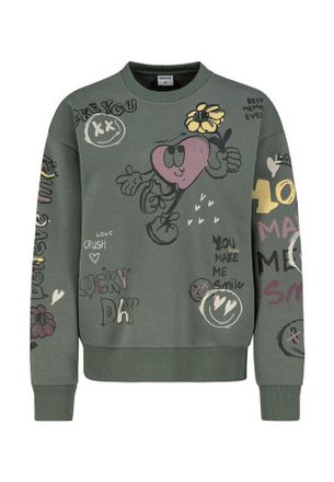 Sublevel Sweatshirt Damen Pullover langarm im Alloverprint Sweater, Sweatpullover