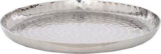 Butlers Deko-Teller gehämmert rund 28cm Aluminium in Silber -Oriental Lounge- handgefertigtes Serviertablett | Tischdeko, Kerzenteller, Deko Tablett