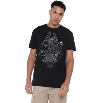 Star Wars T-Shirt Millenium Lines pour Homme, Noir, Taille M UK
