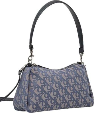 Calvin Klein Femme, Sacs, Bleu, Taille: ONE Size Convertible Logo Jacquard Shoulder Bag
