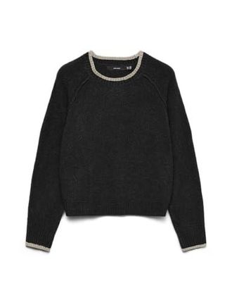 Vero Moda O-Neck Pullover Vmaquarius Ls Pull Raglan à col Rond BF, Noir, XL Femme