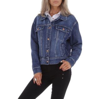 Ital-Design Jeansjacke Damen Freizeit Used-Look Jeansjacke in Blau