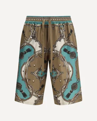 Dolce & Gabbana Vanity bermuda Shorts in washed silk twill with Cargo print Male 46