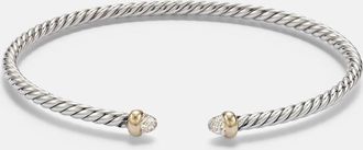 David Yurman Bracelet Micro Cable Flex en argent sterling et or 14 ct et diamants