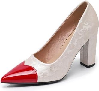 Generic Escarpins r&eacute;tro &agrave; bout pointu et &agrave; talon bloc color&eacute; pour femme, abricot, 38.5 EU