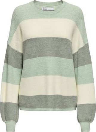 Only Damen Strickpullover Rundhals Langarm Schulter Gerippte &Auml;rmel, Couleurs:Vert, Taille:XS