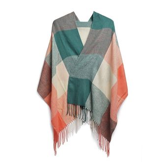 Miss Lulu Damen Schal Winter &uuml;bergro&szlig;er Quadratisch Deckenschal Karo Tartan Streifen Weich mit Fransen f&uuml;r Herbst Winter Weihnachten