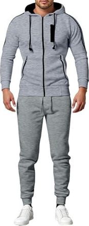Generic Survêtement décontracté 2 pièces pour homme avec fermeture éclair intégrale et sweat à capuche pour sports de plein air, survêtement dautomne et dhive