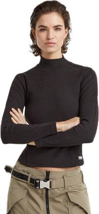 G-Star G-Star Damen Asymmetric Zip Cropped Slim Mock Top, Schwarz (dk Black D25056-D702-6484), L