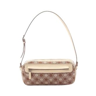 Ferragamo Pre-owned Gancini Canvas Leather Shoulder Bag - - Pre-owned - Damen - Beige - ONE SIZE