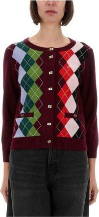Ganni Femme, Pulls, Multicolore, Taille: 36 FR Argyle Knit Cardigan