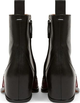 Maison Margiela Flame-Appliqu&eacute; Leather Boot - Black