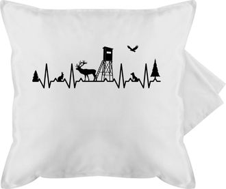 Shirtracer Kissenbezug - Kissen - J&auml;ger Herzschlag Jagd EKG Linie Jagen I J&auml;gergeschenk I Jagd Geschenk Jagdliebe Geschenke J&auml;gerinnen Geschenke J&auml;gerin - 50 x 5