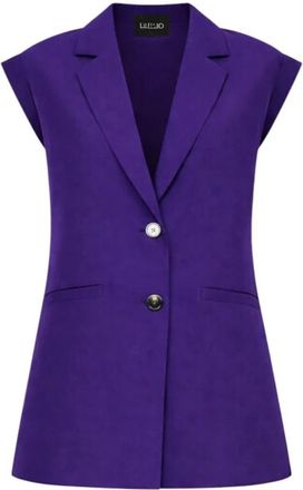 Liu Jo Femme, Vestes, Violet, Taille: 38 FR Gilet en lin Lyocell