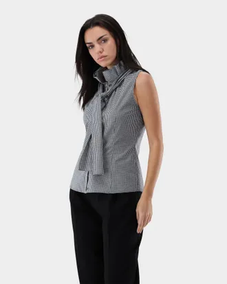 van Laack &Auml;rmellose Bluse mit R&uuml;schen und Schluppe