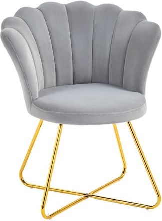 HOMCOM Fauteuil coquillage - HOMCOM - - velours - pieds en acier - 69 x 64 x 80 cm - gris