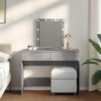 Les Tendances Coiffeuse avec LED gris b&eacute;ton 100x40x130