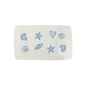 Spirella Badematte PVC Concha 91x36cm Muscheln Wei&szlig; & Blau