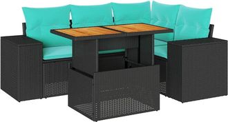 vidaXL Vidaxl Set Divani Da Giardino 5 Pz Con Cuscini In Polyrattan Nero