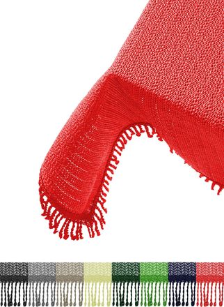 Brandsseller Gartentischdecke 130x160 cm Tischdecke mit Fransen Outdoor Tischtuch rechteckig Weichschaum für Garten, Terrasse, Balkon wetterfest rutschfest - Rot