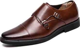 Generic Chaussures Oxford for Hommes, &agrave; Enfiler, Bout Rond Bruni, Double Boucle, Bout Droit, Chaussures Oxford Basses, Semelles en Caoutchouc antid&eacute;rapantes, 