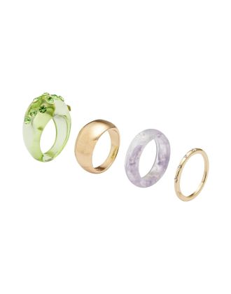 8 by YOOX METALLIC AND SEMI TRANSPARENT RINGS SET
