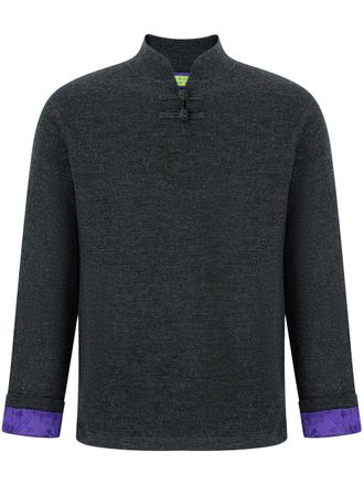 Shanghai Tang pull à doublure en soie - Gris