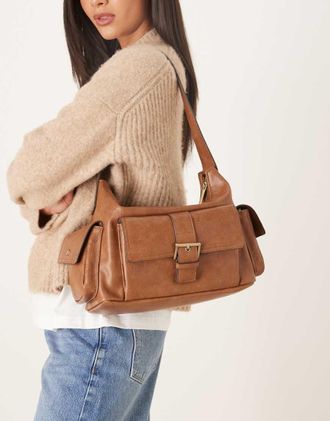 Accessorize Grand sac port&eacute; &eacute;paule style utilitaire - Fauve-Brown