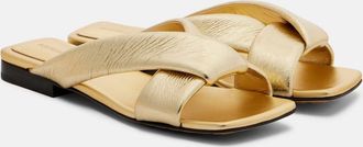 Bottega Veneta Mules Riva en cuir m&eacute;tallis&eacute;