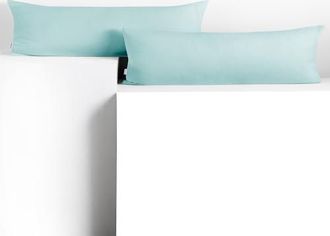 Decoking 2 Kissenbezüge 40x145 cm Jersey 100% gekämmte Baumwolle Reißverschluss hellblau Amber