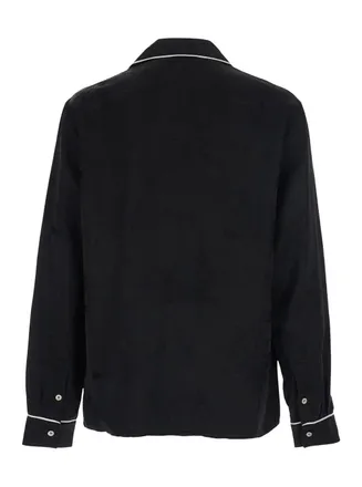 Amiri Mens Shirt With Cuban Collar, Black Viscose