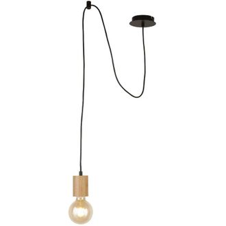 Searchlight Spinny Deckenanhänger, Holz & schwarzes Metall