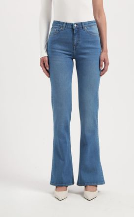 Mud Jeans Damen vegan Jeans Flared Isy Fan Stone Blue