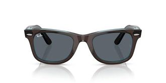 Ray-Ban Lunettes de soleil Wayfarer Square Original RB2140, marron sur bleu transparent/bleu, 50 mm
