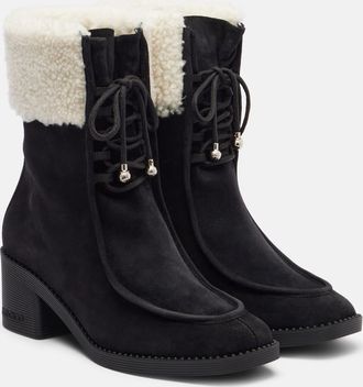 Jimmy Choo London Ankle Boots Hali 60 aus Veloursleder mit Shearling