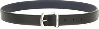 Valentino Garavani Ceinture r&eacute;versible en cuir avec mini logo V - Homme - Accessoires - Noir - Taille: 90 CM