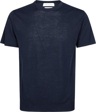 Daniele Fiesoli Homme, Tops, Bleu, Taille: L T-Shirt Coton Cr&ecirc;pe Base