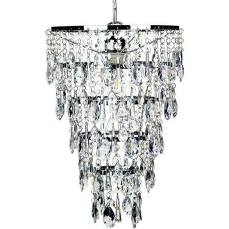Beliani Lustre Glamour Lampe Suspension en Cristaux Multiples Transparents et Acier Argent&eacute; E27 Max. 40W &Eacute;clairage de Salle &agrave; Manger Classique et Chic Beliani