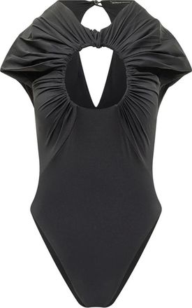 Marine Serre Femme, Tops, Noir, Taille: 42 FR Moon Gathered One Piece Swimwear