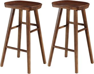 Generic Industrielle Barhocker in Tresenh&ouml;he mit Holzsitz und Fu&szlig;st&uuml;tze, 66/76 cm hoch, f&uuml;r K&uuml;chentheke, Hausbar, Esszimmer