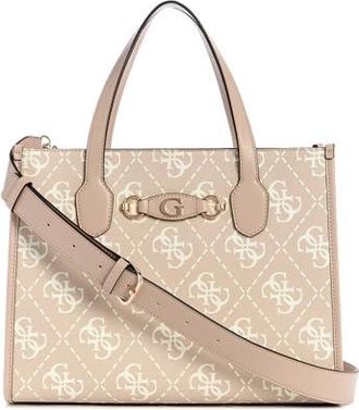 Guess Femmes Izzy Double Compartment Tote Sac de Transport, Logo Sable, Taille Unique