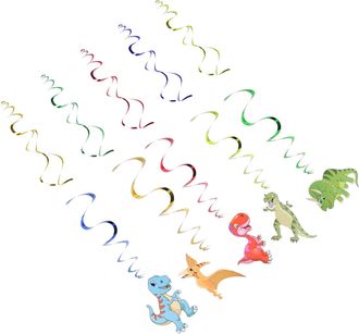 Artibetter VICASKY Dinosaurier H&auml;ngende Wirbel Dekoration Satz f&uuml;r Kindergeburtstag Party Bunte Papiergirlanden zum Aufh&auml;ngen Innen und Au&szlig;en Dinosaurier Partyde