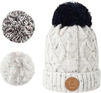 Cabaia CABAIA - Bonnet Femme et Homme avec 3 Pompons Interchangeables - Design Français - Systéme aimantée pour Un Ajustement Adapté - Collection Hiver - Mod